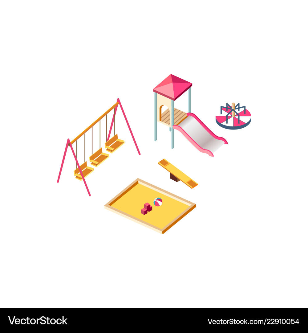 Isometric children playground Royalty Free Vector Image