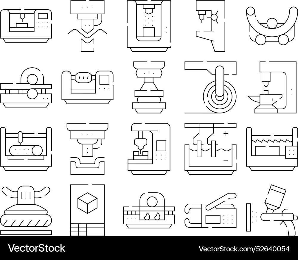 Metal working industry collection icons set Vector Image