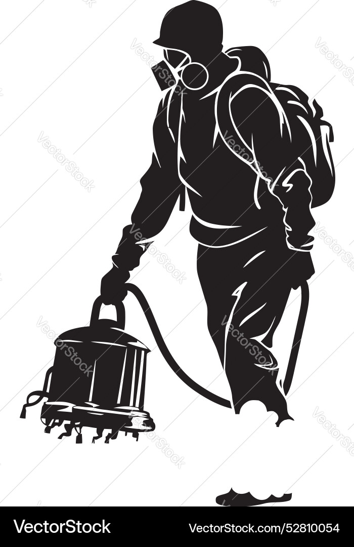Pestpatrol fumigating man emblematic design Vector Image