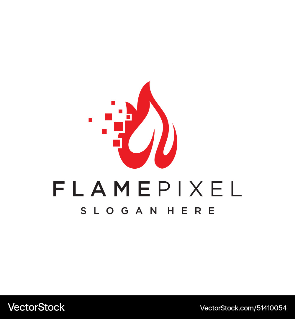 Pixel flame fire logo Royalty Free Vector Image