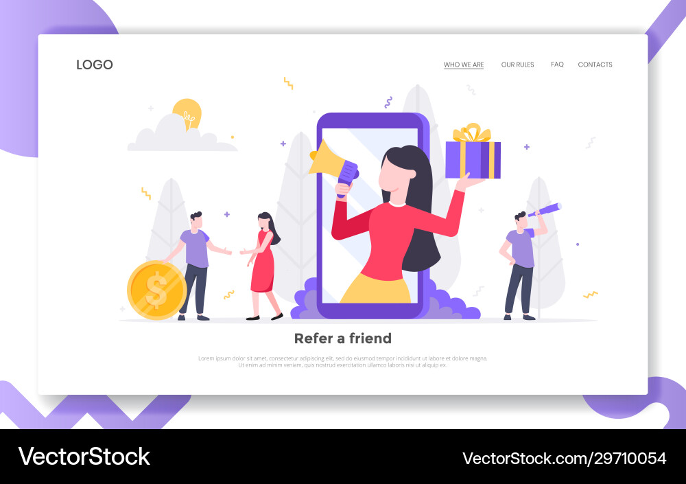 Refer a friend flat style design Royalty Free Vector Image