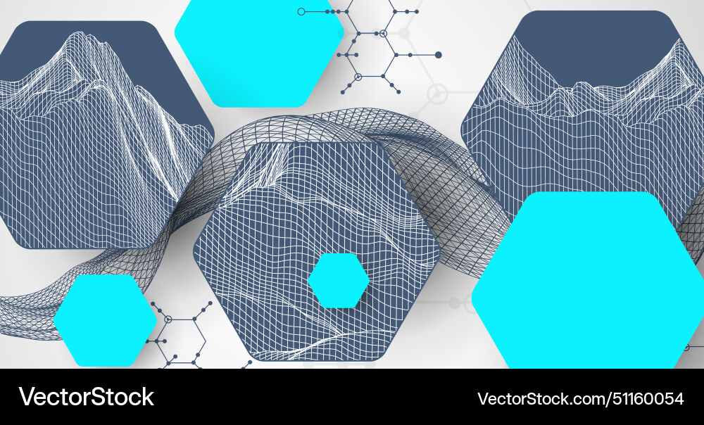 Scientific and technological background wireframe Vector Image
