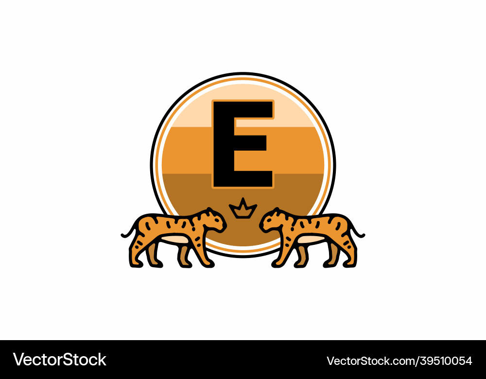 Two tiger line art with e initial letter Vector Image