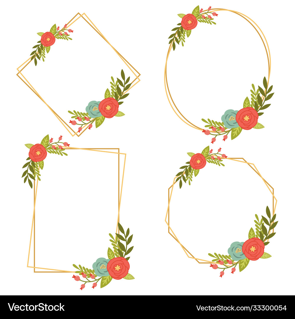 Vintage wedding geometric floral frames Royalty Free Vector