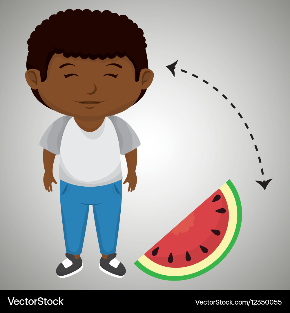 Boy cartoon sliced watermelon Royalty Free Vector Image
