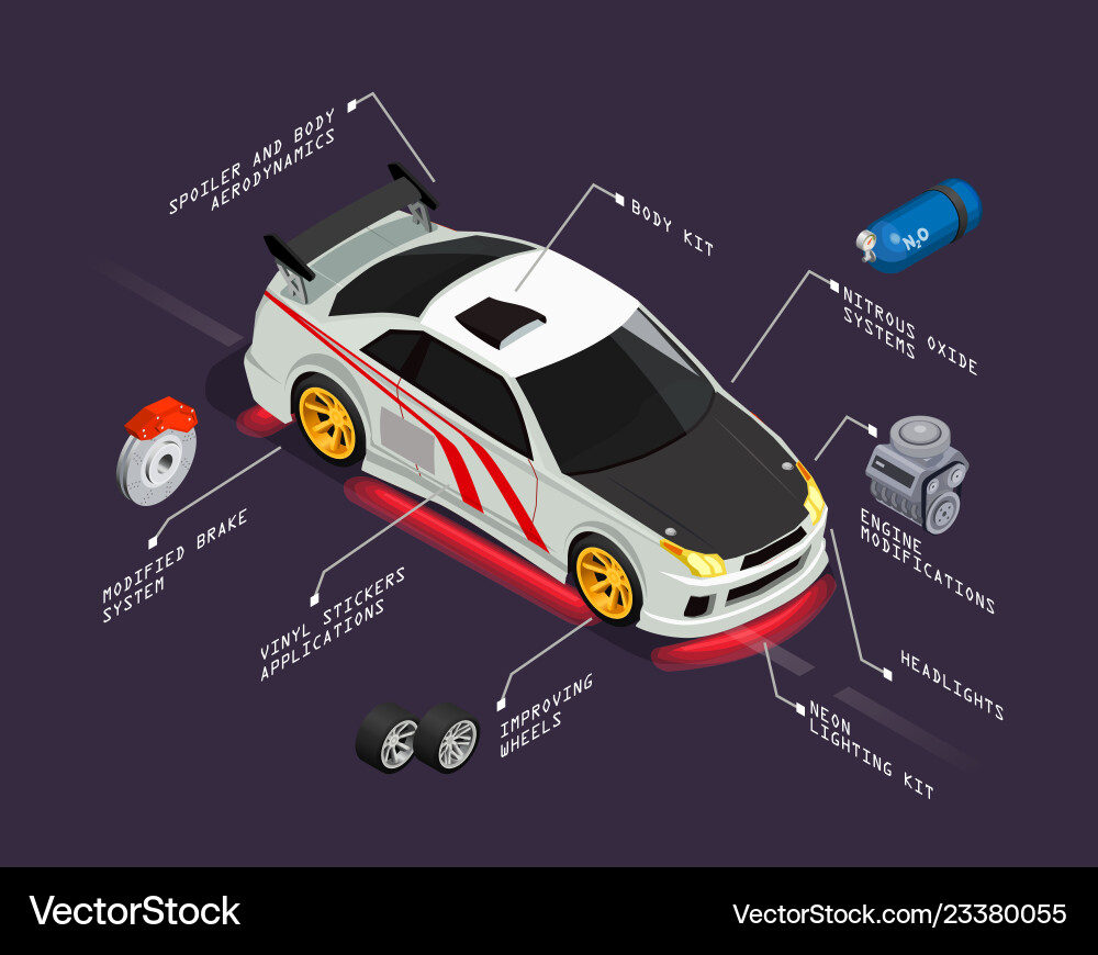 Car tuning isometric poster Royalty Free Vector Image