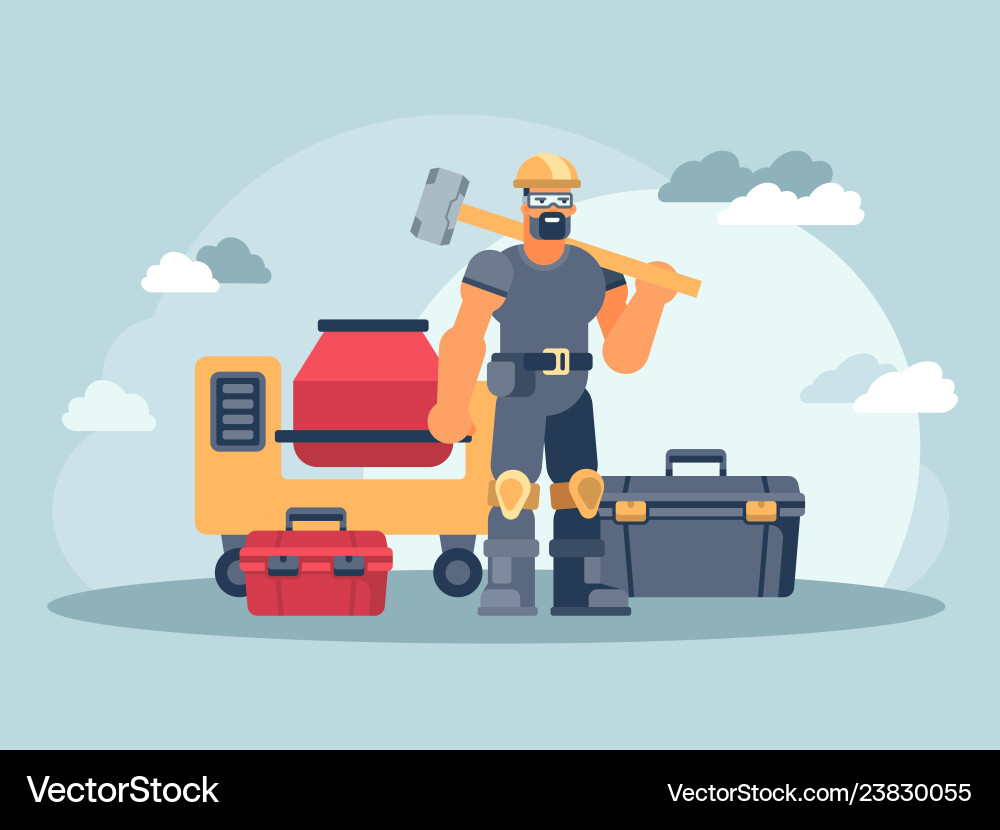 Colorful of a male builder Royalty Free Vector Image
