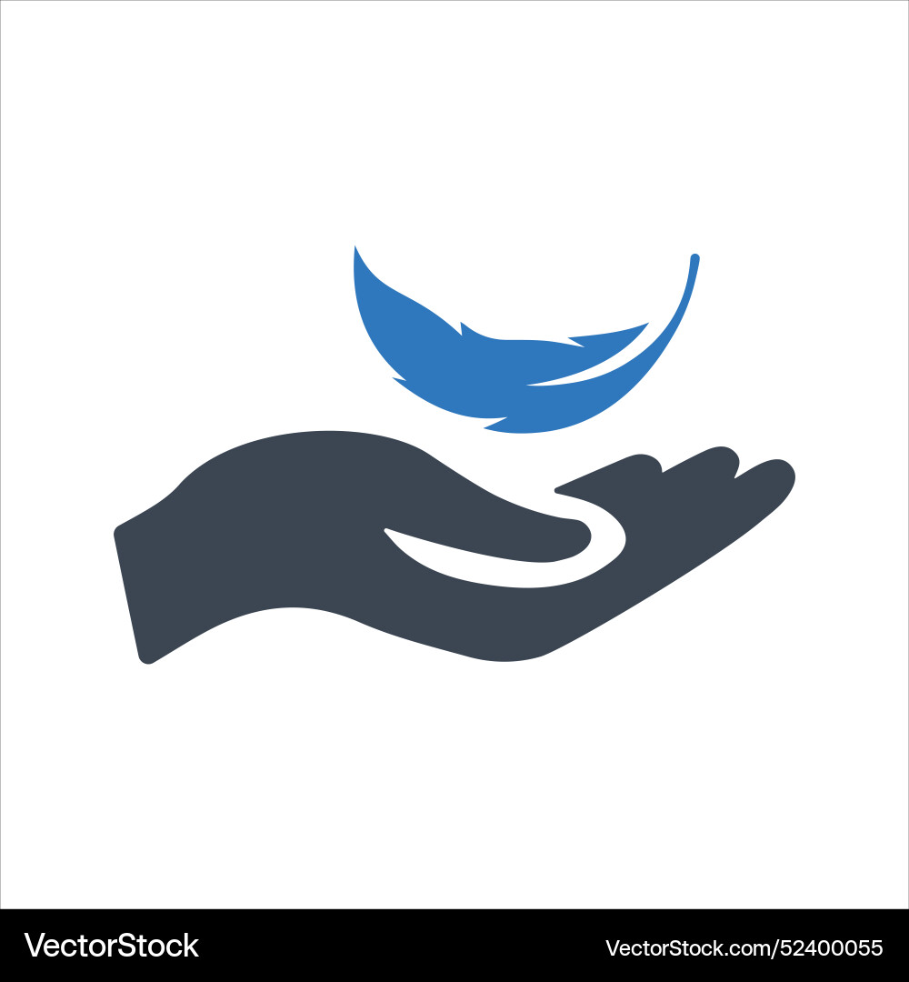Feather in hand icon Royalty Free Vector Image