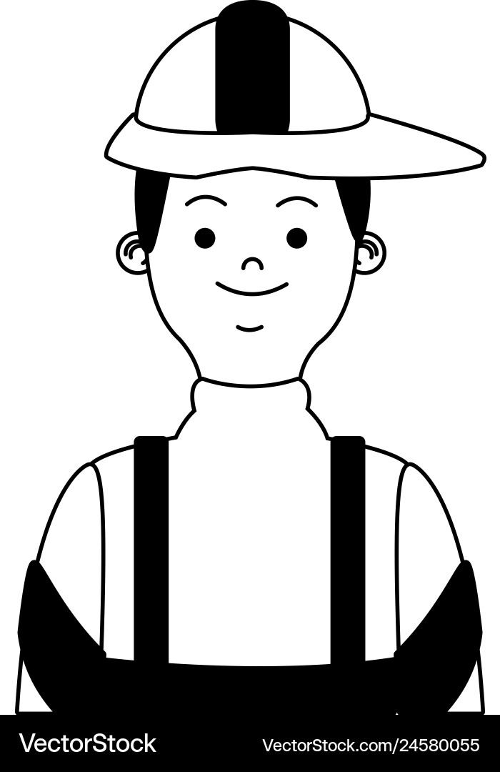 Firefighter man cartoon in black and white Vector Image