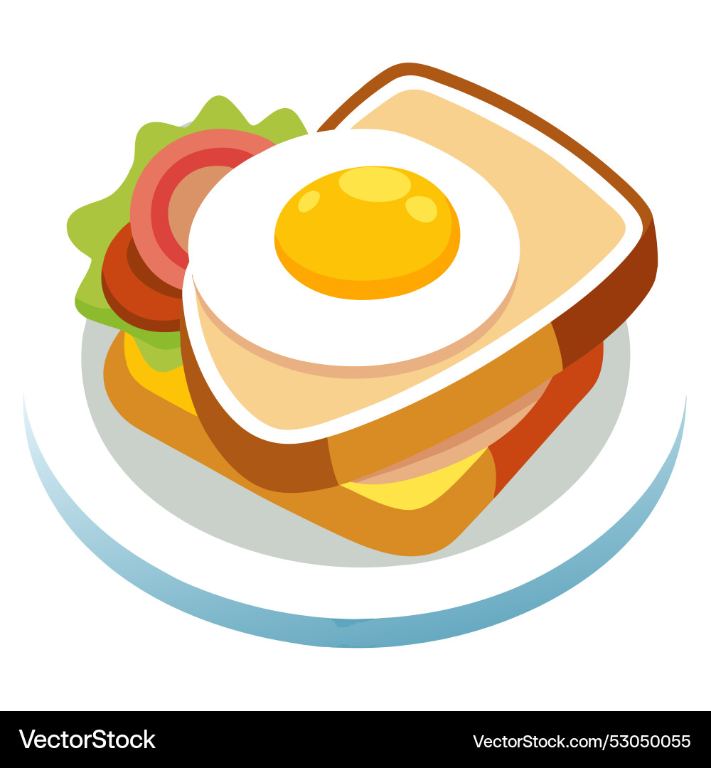 Freshly Made Bacon And Egg Sandwich On White Plate