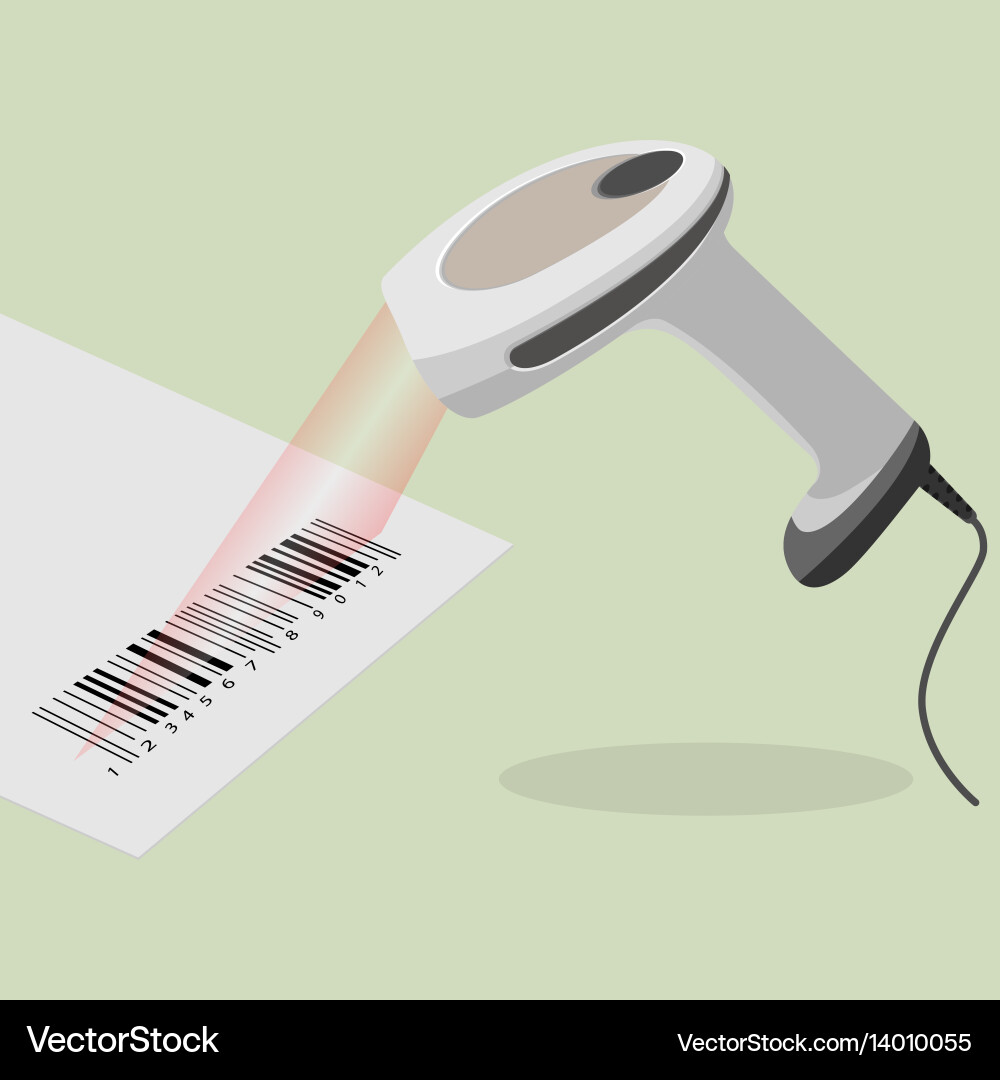 Handheld Barcode Scanner Scanning Royalty Free Vector Image