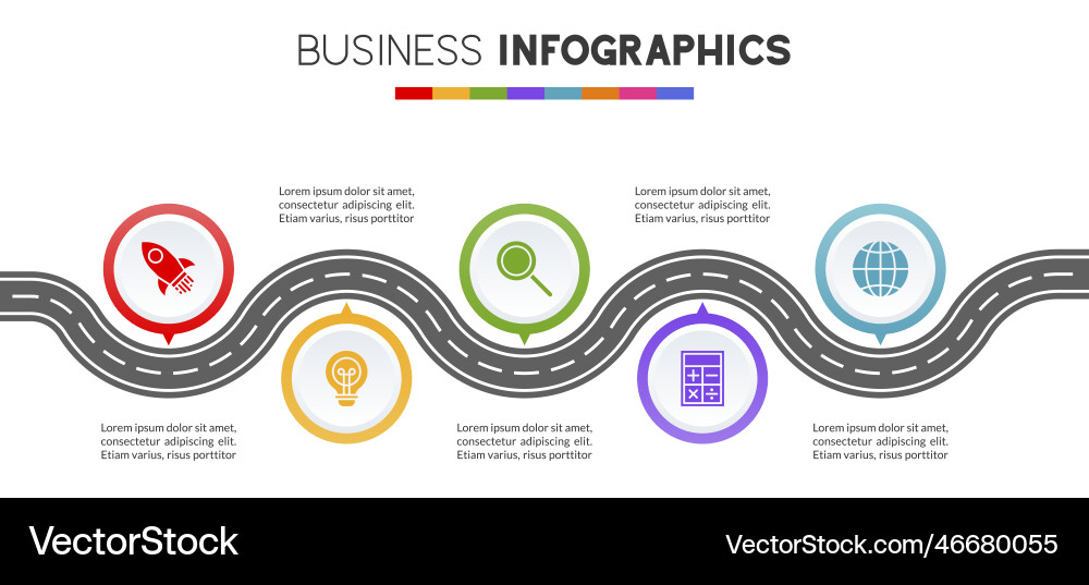 Infographics design template and icons with 5 Vector Image