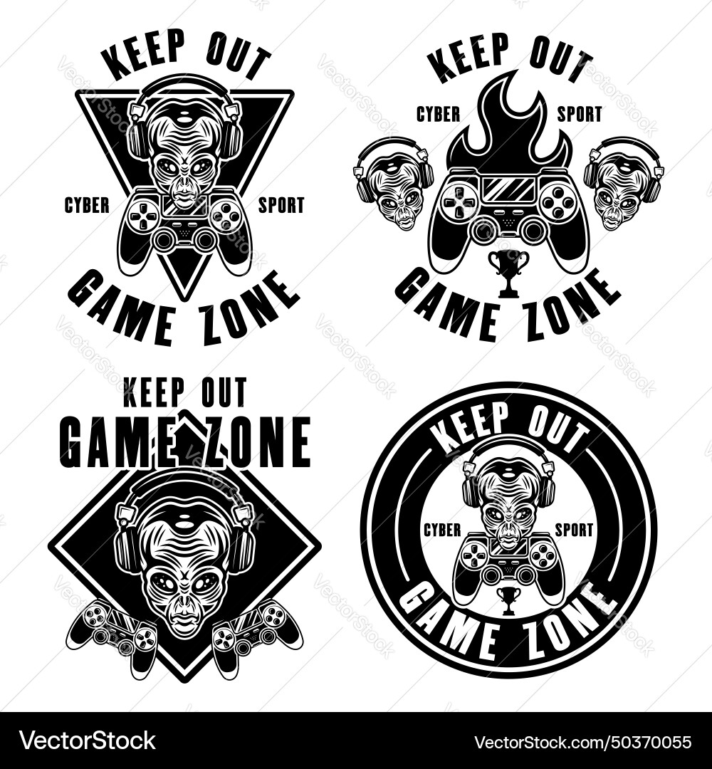Keep out game zone set of emblems signs Royalty Free Vector
