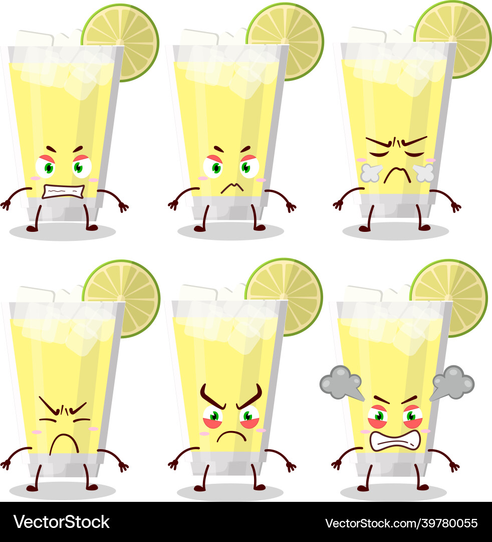 Lemonade cartoon character with various angry Vector Image