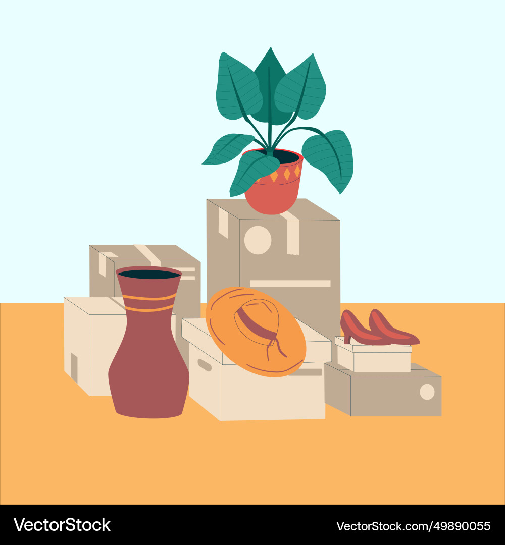 Moving Boxes and Relocation Royalty Free Vector Image