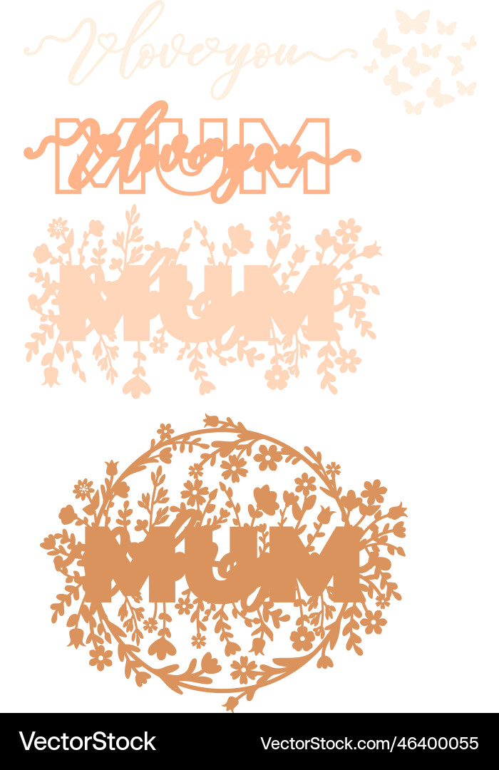 Mum multilayer cut template gift for mother Vector Image