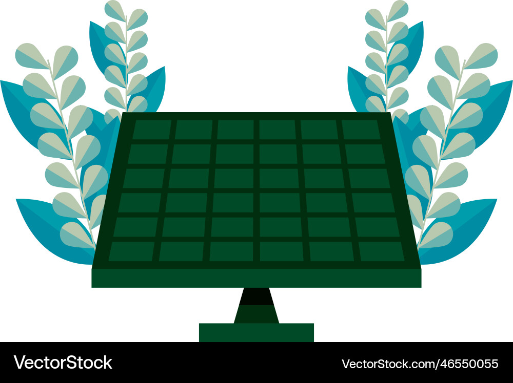 Panel solar with leafs Royalty Free Vector Image