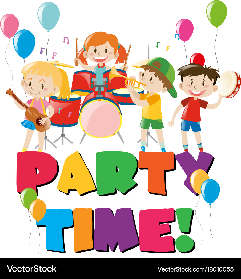Poster design with kids in band Royalty Free Vector Image
