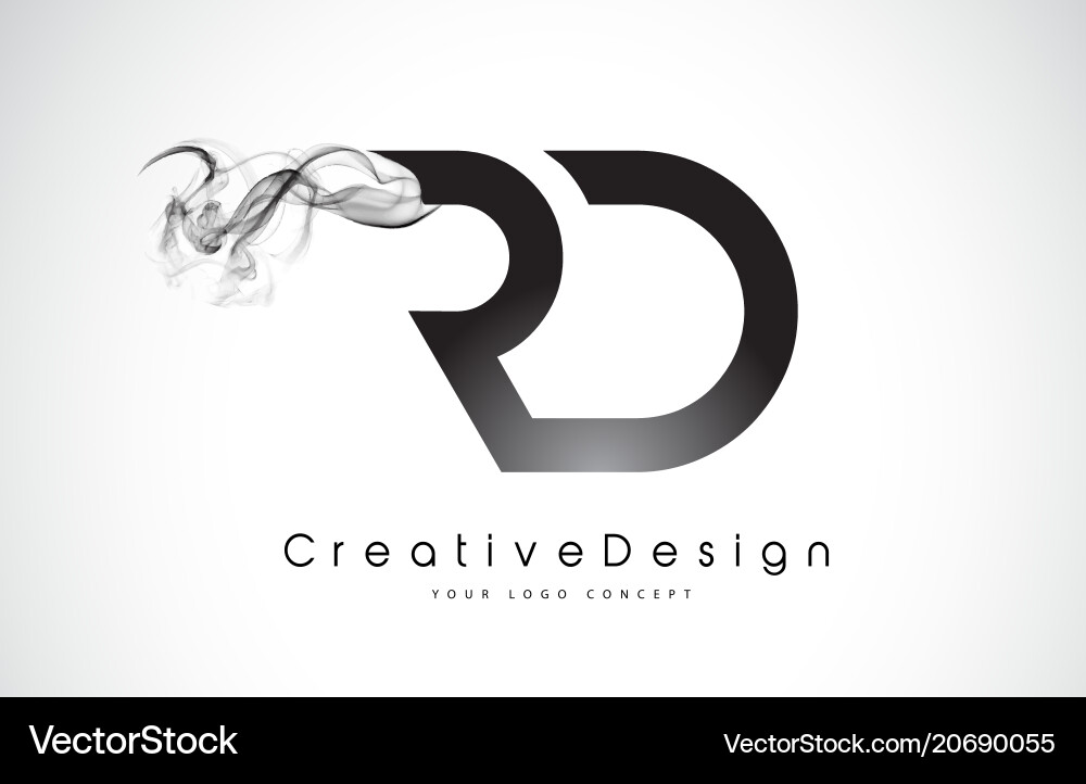 Rd letter logo design with black smoke Royalty Free Vector