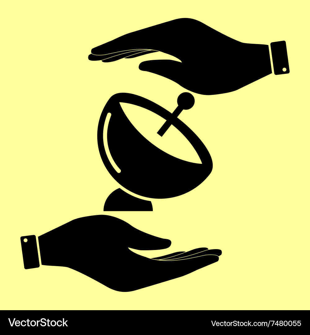 Save or protect symbol by hands Royalty Free Vector Image