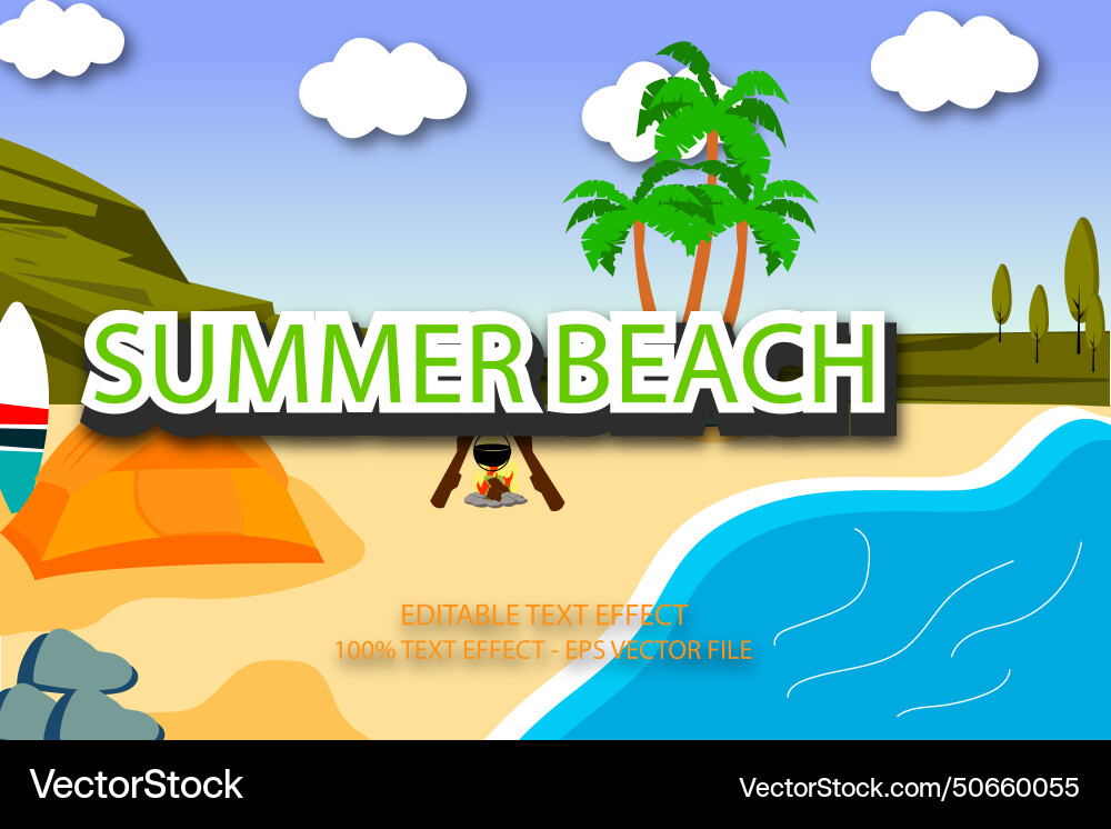 Summer beach text effect Royalty Free Vector Image