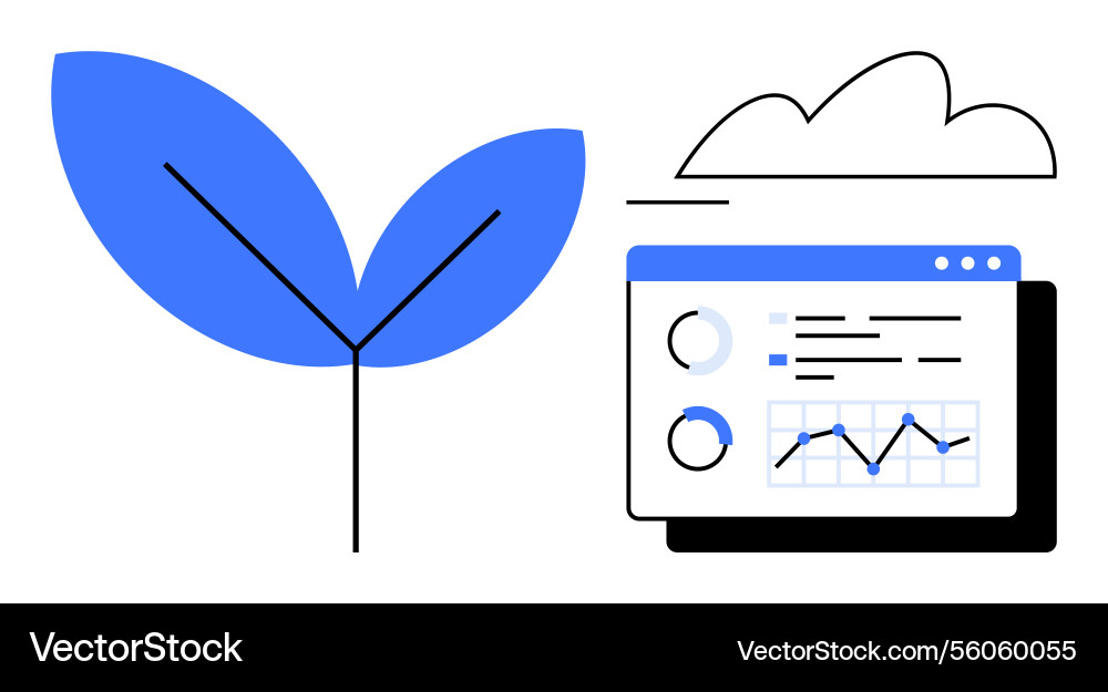 Sustainable growth concept with plant leaf and Vector Image