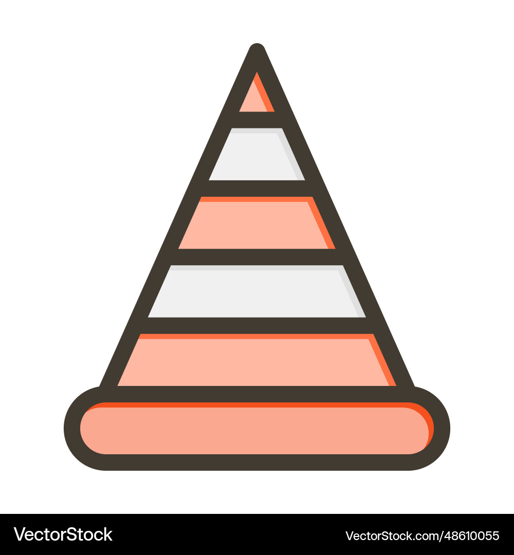 Traffic cone thick line filled colors Royalty Free Vector