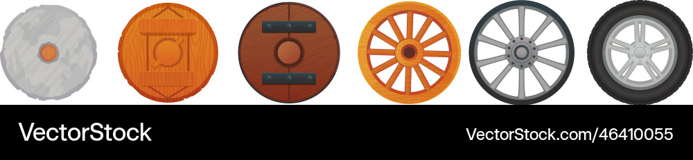 Wheels evolution wheel history from antique stone Vector Image