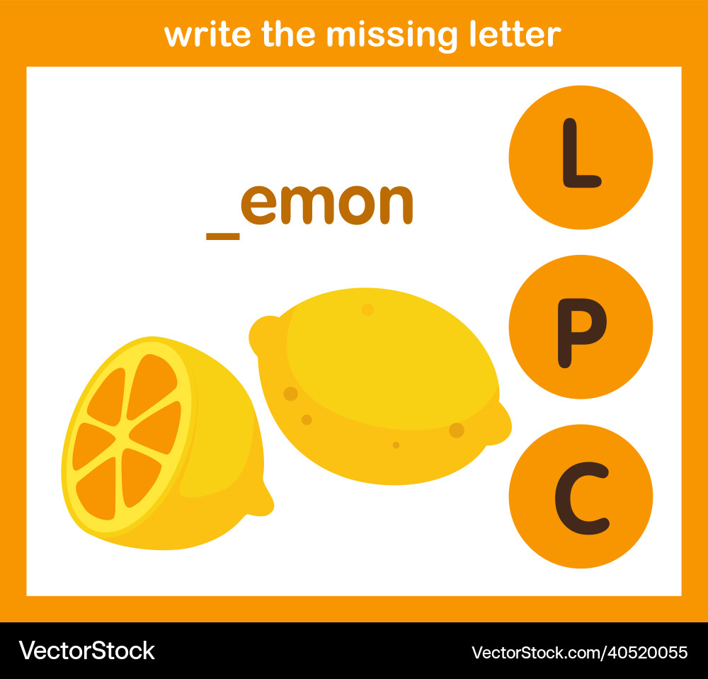 Write the missing letter Royalty Free Vector Image