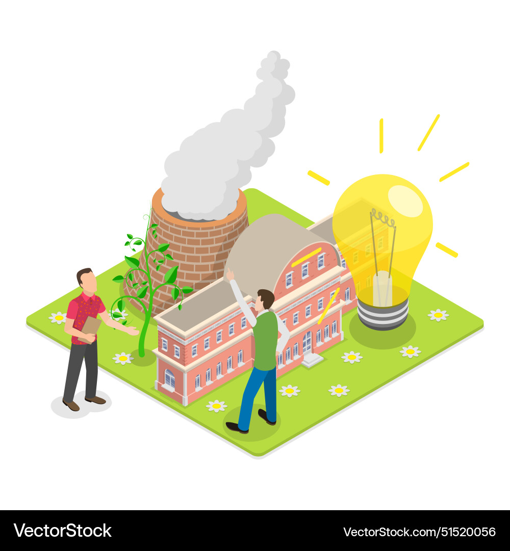 3d isometric flat of sustainability Royalty Free Vector