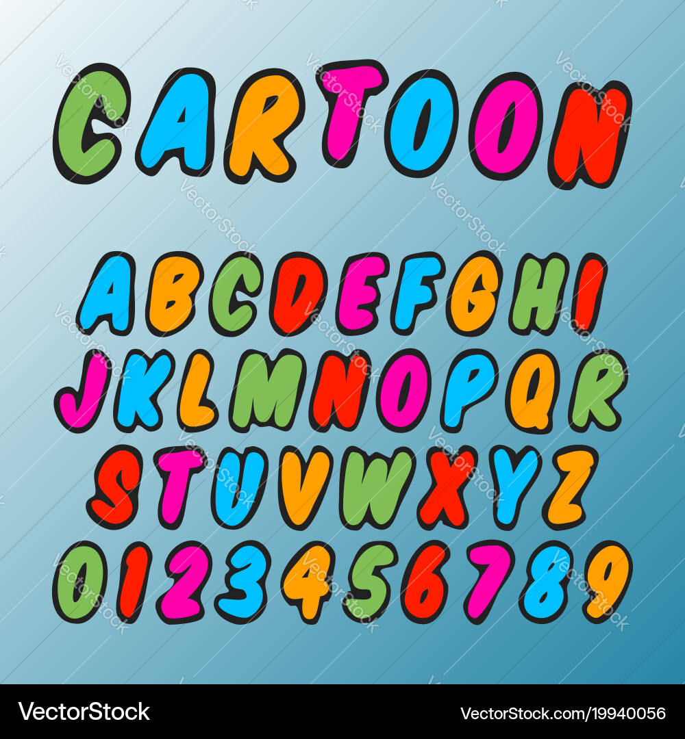 Alphabet font cartoon design Royalty Free Vector Image