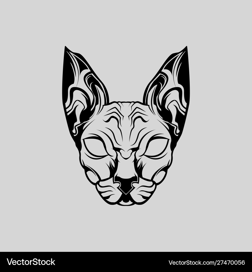 Animal sphynx cat front view Royalty Free Vector Image