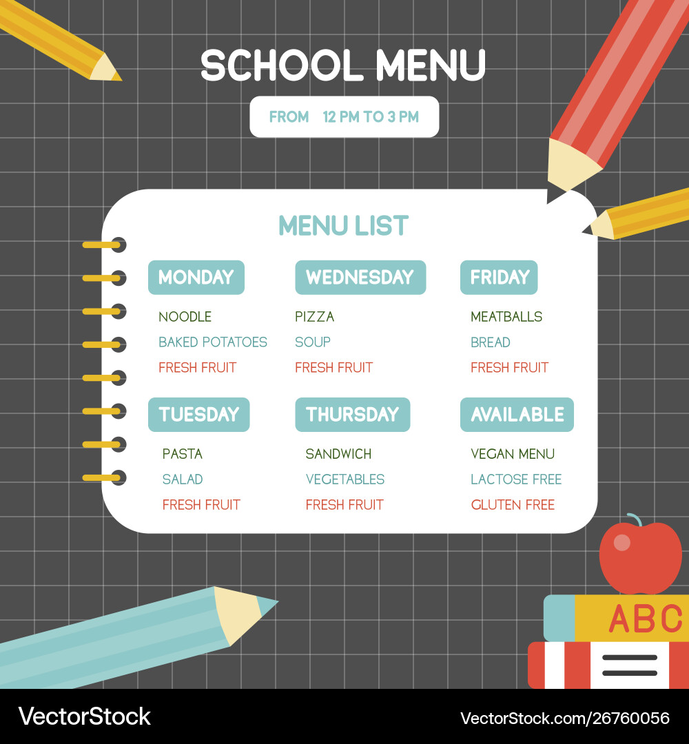 Back to school menu poster template Royalty Free Vector