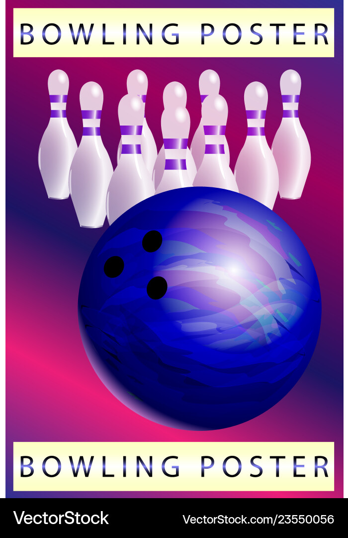 Bowling poster template strike Royalty Free Vector Image