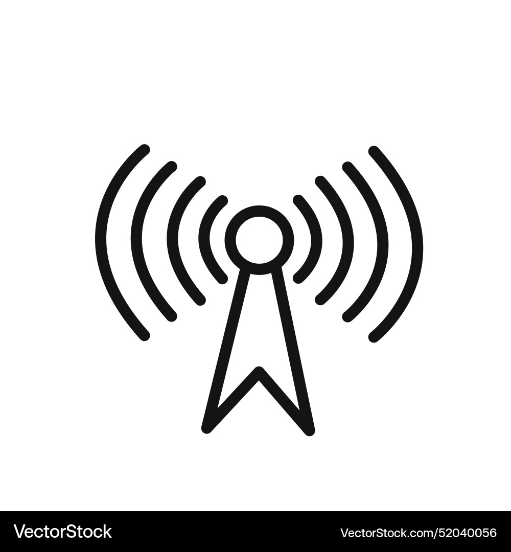 Broadcast icon black and white sign Royalty Free Vector