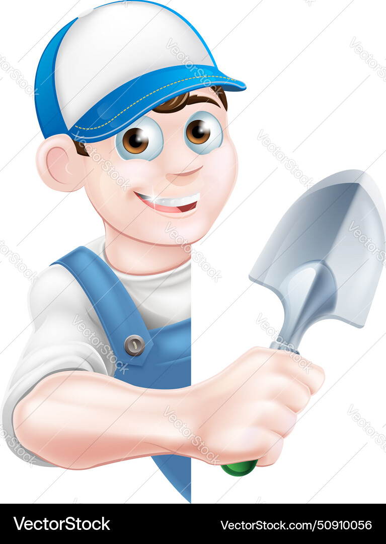 Cartoon spade gardener Royalty Free Vector Image