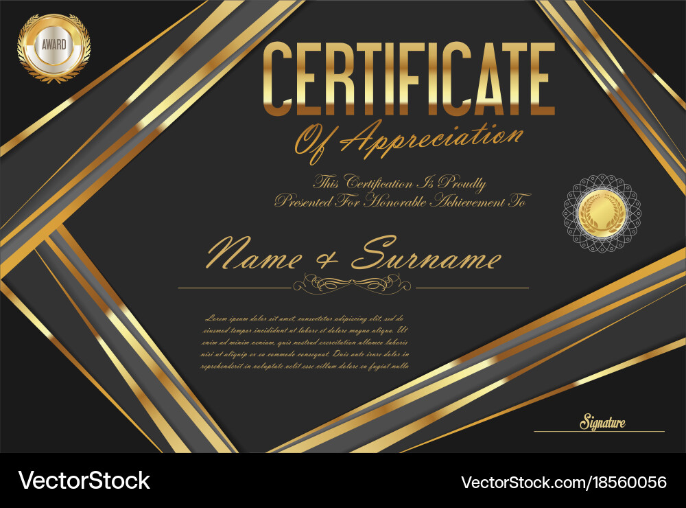 Certificate retro design template 24 Royalty Free Vector