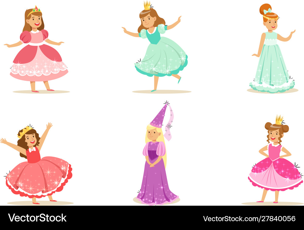 Cute girls in image princesses Royalty Free Vector Image