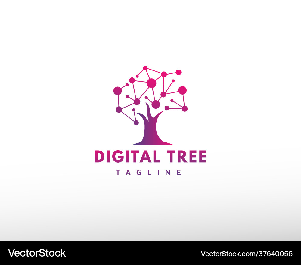 Digital tree logo tech creative Royalty Free Vector Image
