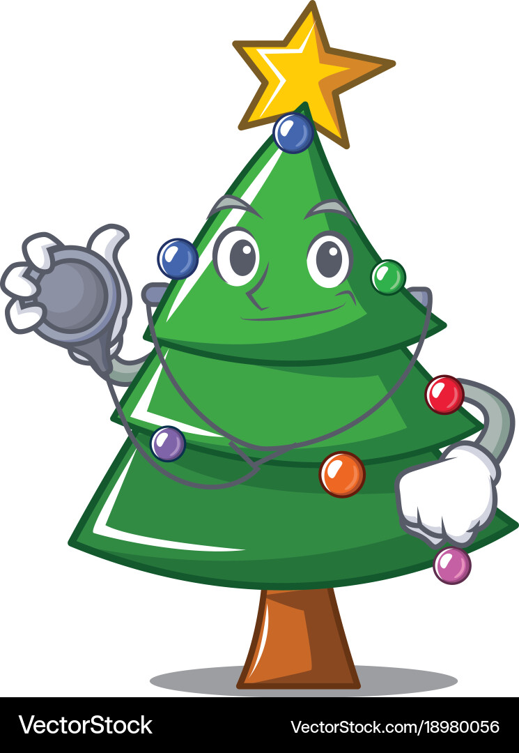 Doctor christmas tree character cartoon Royalty Free Vector