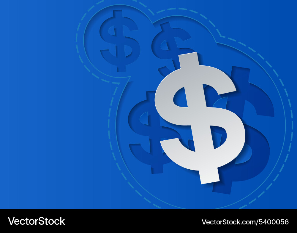 Dollar signs on blue background Royalty Free Vector Image