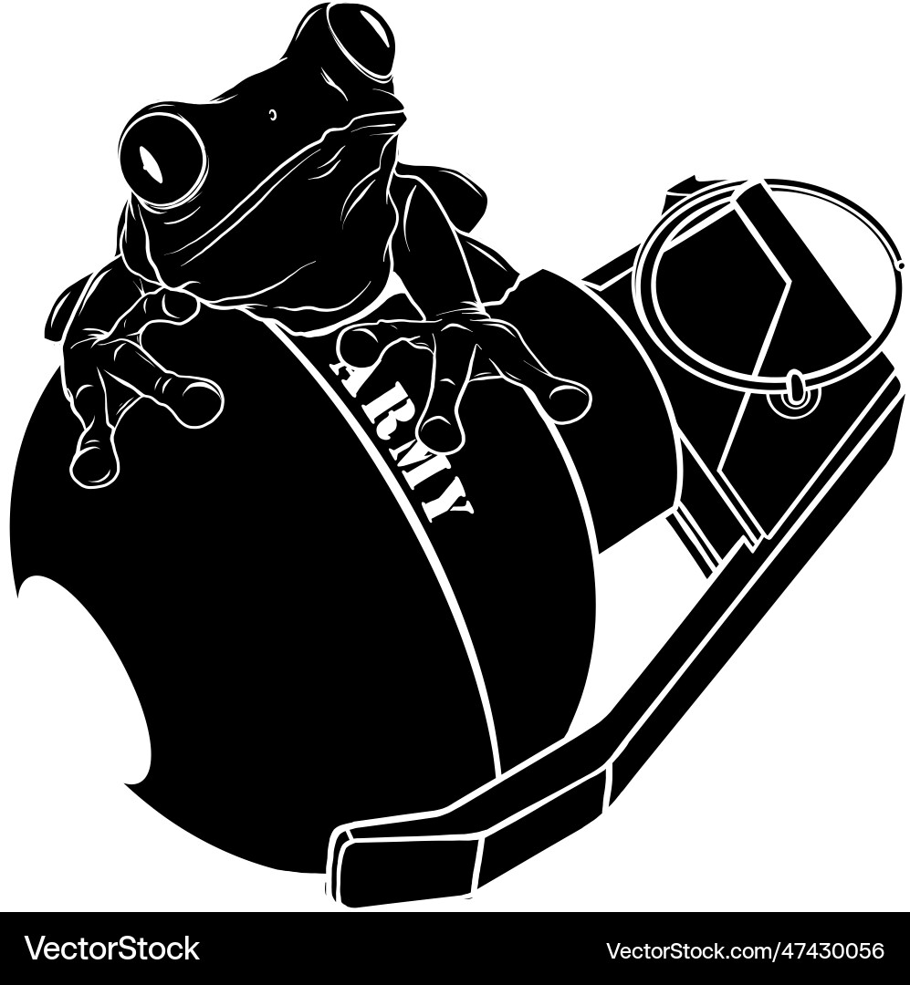 Frog with Hand Grenade - Military Art Royalty Free Vector