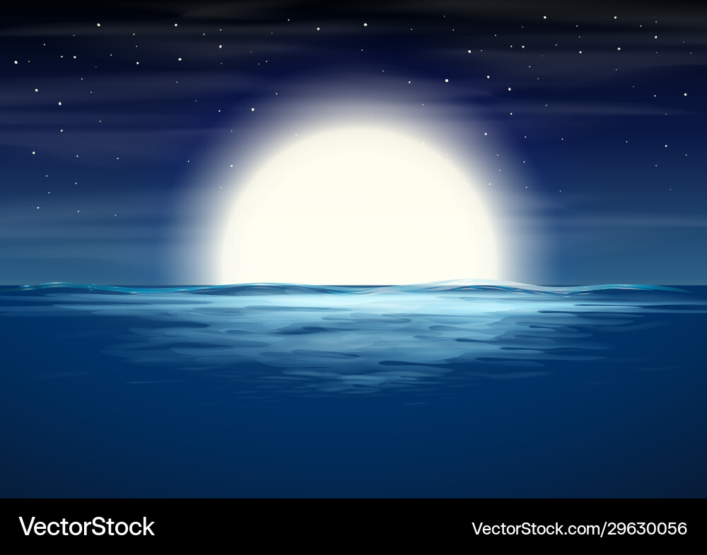 Full Moon Over Water Vector Images (56)