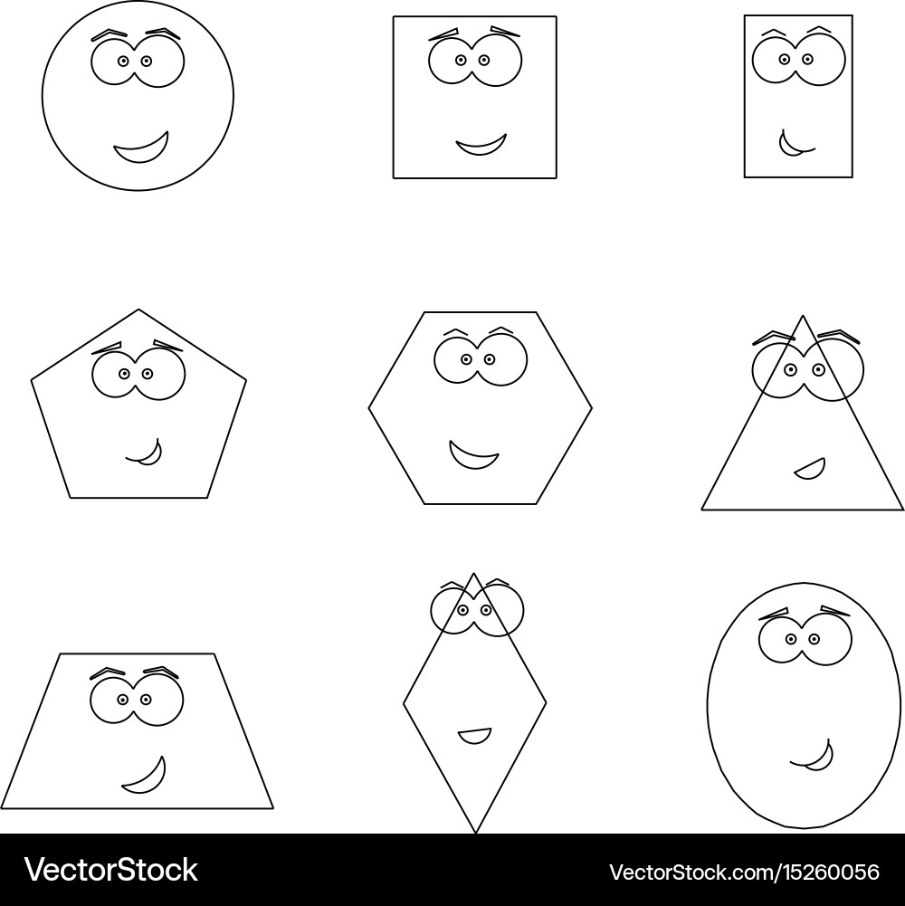 Geometric shapes with funny faces Royalty Free Vector Image