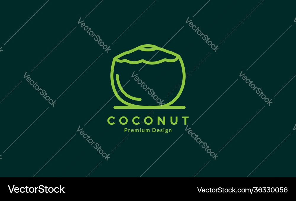 Green coconut drink lines fresh logo design icon – Royalty-Free Vector ...