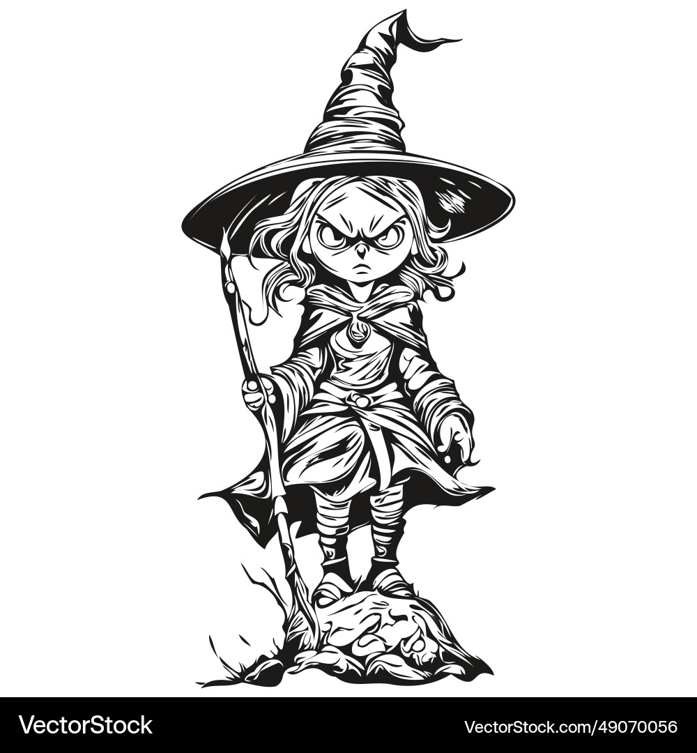 Haunting hand-drawn witch reflection Royalty Free Vector