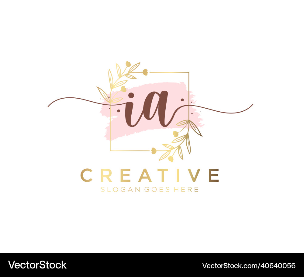 Initial ia feminine logo usable for nature salon Vector Image