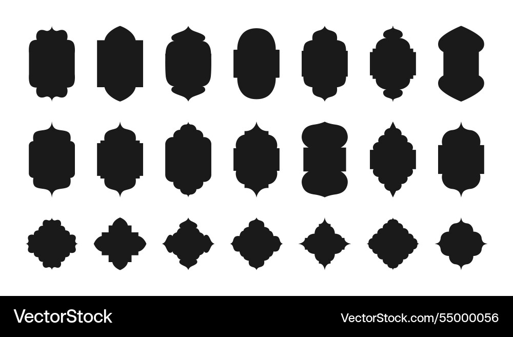 Islamic window shapes oriental arabic arches Vector Image