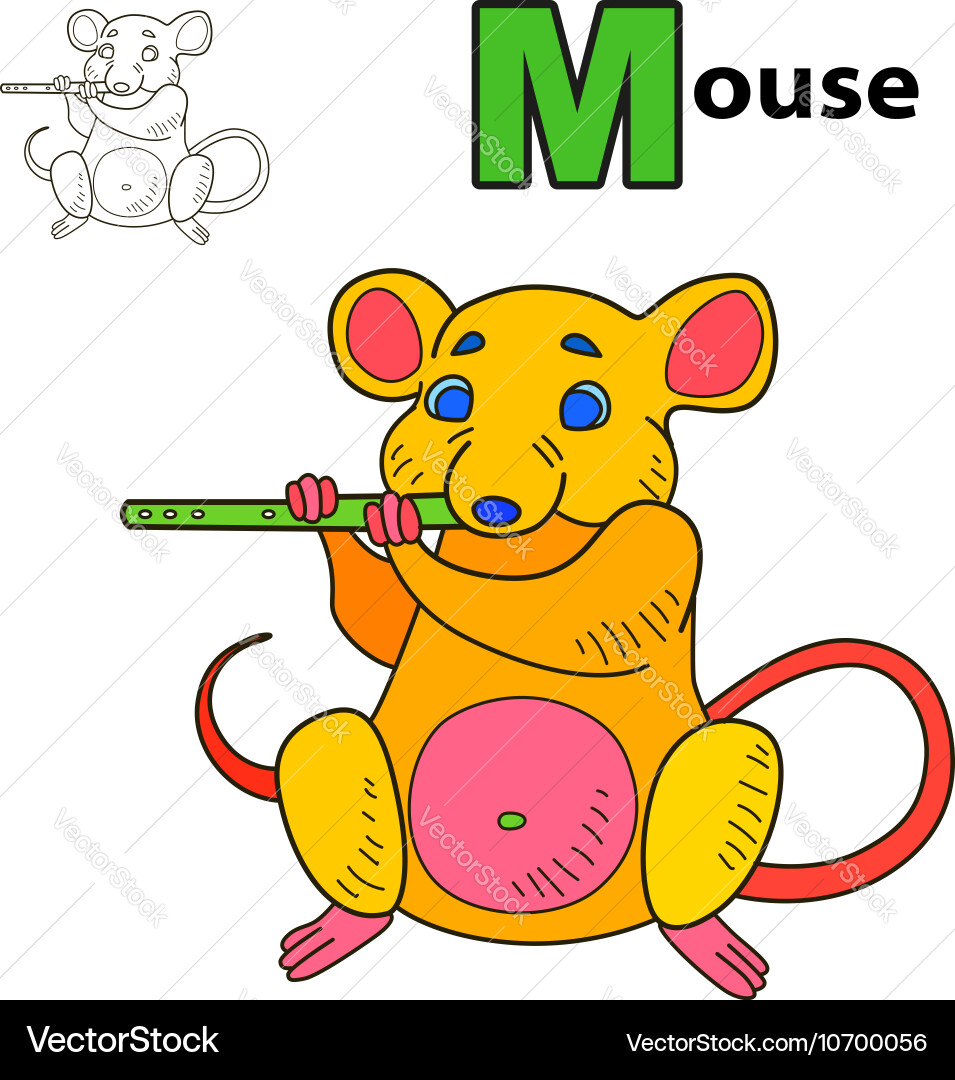 Mouse coloring book page Royalty Free Vector Image