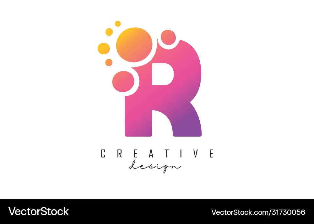 R letter logo with blue dots design Royalty Free Vector